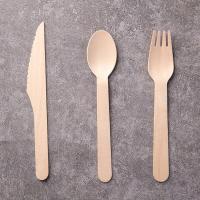 China Disposable Biodegradable Bamboo Cutlery Set Natural Grain Heat Resistant Up To 120C for sale