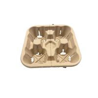China Disposable Eco Pulp Cup Holder Coffee Tea Anti Scald Double Cup Carrier for sale