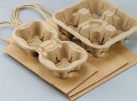 China Eco Pulp paper Cup Tray Holder Coffee Tea Single Double Four Cup Takeaway Carrier for sale