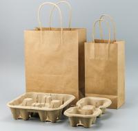 China Eco Pulp paper Cup Tray Holder Coffee Tea Single Double Four Cup Takeaway Carrier for sale