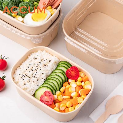 China Kraft Paper Bowl Disposable Square Thick High Grammage for Salad Takeout Containers Light Meals for sale