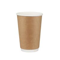 China Double Wall Kraft Paper Cups Insulated Anti Scald Disposable Coffee Milk Tea Cups Eco Friendly Biodegradable for sale