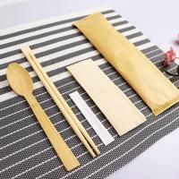 China Disposable Bamboo Cutlery Set Knife Fork Spoon Chopsticks Napkins Eco Friendly for sale