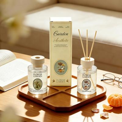 China French Garden Reed Diffuser Gift Set Luxury Scented Oil for Bedroom Odor Eliminator for Bathroom Home Decor Aroma Kit for sale
