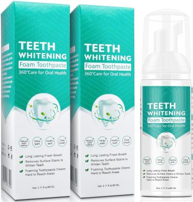 China Travel Foam Toothpaste 2-Pack 60ml Bottles with Baking Soda Whitening and RDA 40 Low Abrasiveness for sale