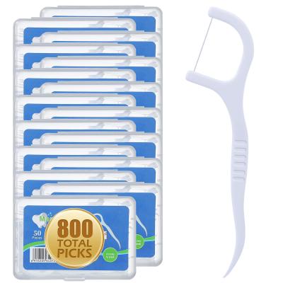 China 800 Count Dental Floss Picks with Shred-Resistant Floss and Built-in Toothpicks - 16 Pack Cases for Family Use for sale