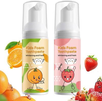 China 2-Pack 60ml Children's Foam Toothpaste with Strawberry & Orange Flavors for Ages 3+ for sale