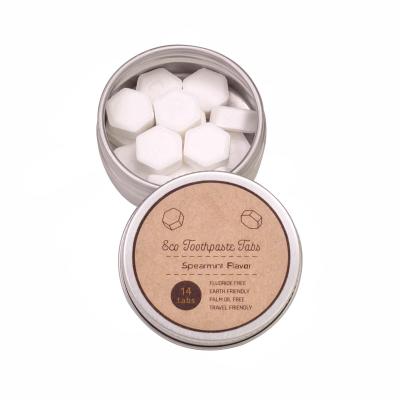 China 14 Count Mint Toothpaste Tablets Fluoride Free Natural Whitening Travel Mouthwash Tabs for Sensitive Teeth for sale