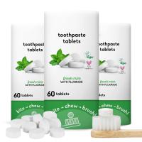 China 180 Count Anticavity Fluoride Toothpaste Tablets with 0.24% Sodium Fluoride, SLS Free & Plastic Free Natural Mint Formula for sale