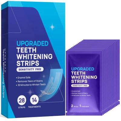 China Customized Upgraded Whitening Teeth Strips 28 Strips 14 Treatments Mint Non-Slip Design for sale