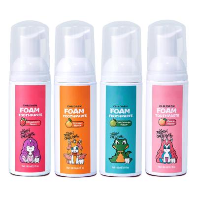 China 4 Flavors Children's Foam Toothpaste 60ml Non-Fluoride Fruit Flavor Cavity Protection for Babies & Kids for sale