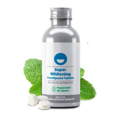 China Peppermint Flavor Super Whitening Toothpaste Tablets with Nano Hydroxyapatite - 60 Tablets, Fluoride-Free & Xylitol-Free for sale