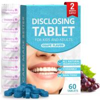 China 60 Count Grape Flavored Disclosing Tablets for Kids Teeth - Individually Wrapped Plaque Detection Dental Care for sale