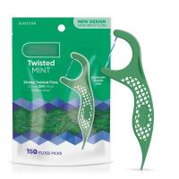 China Twisted Threads Mint Floss Picks 150 Count with 30% Wider Coverage and Shred-Resistant Design for sale