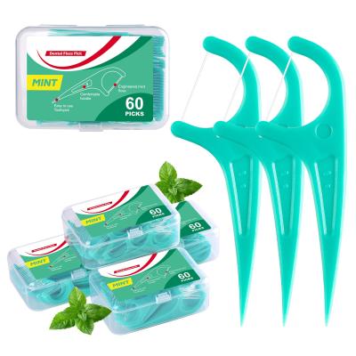China 300 Count Mint Dental Floss Picks with 5 Travel Cases - Tear-Resistant UHMWPE Floss & Ergonomic Handle for sale