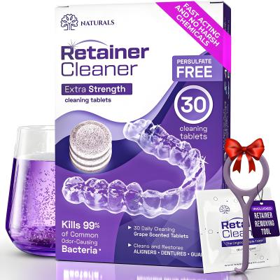 China Retainer Cleaner Tablets 30 Count Grape Scented - Persulfate-Free Dental Appliance Cleaning in 15 Minutes for sale