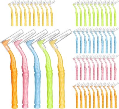 China 50-Piece Interdental Brush Set with 5 Sizes (0.6mm-1.5mm) for Braces and Oral Cleaning for sale