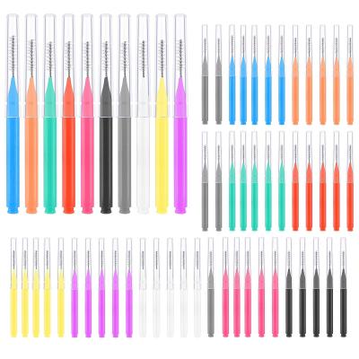 China 100 Pcs Dental Braces Cleaning Brushes with 6 Sizes (2mm-3.5cm) and 10 Colors for Oral Care for sale