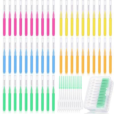 China 250 Pcs Interdental Brush Set with 50 Reusable Brushes and 200 Silicone Picks for Oral Hygiene and Plaque Removal for sale