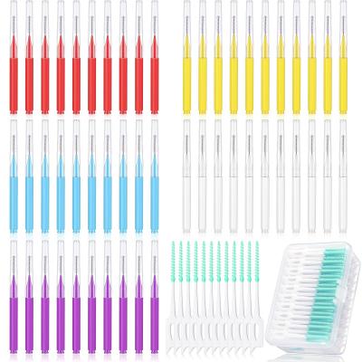 China 250 Pcs Interdental Brush Set for Braces - 50 Reusable Brushes & 200 Disposable Picks with Storage Case for sale