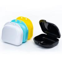 China 4-Piece Retainer Case Set with Vent Holes 3.15x3.2x1.1 Inch Dental Appliance Storage Containers for sale