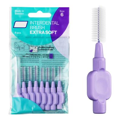 China Extra Soft Interdental Brush Size 6 Purple 1.1mm for Large Gaps and Sensitive Gums - 8 Pack for sale