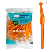 China Interdental Brush Angle Size 1 25Pack 0.45mm Extra Small Gaps Orange Plaque Reduction for sale