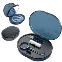 China Double Layer Retainer Storage Case 4.1 x 3.15 x 1.2 Inches with Accessories for Mouth Guards for sale