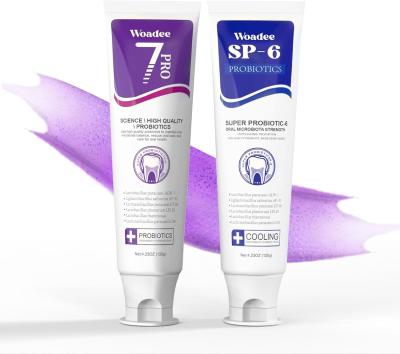 China SP-6H Fluoride-Free Whitening Toothpaste with Probiotics 6 Probiotics Enamel Safe 2 Tubes Blue Purple for sale