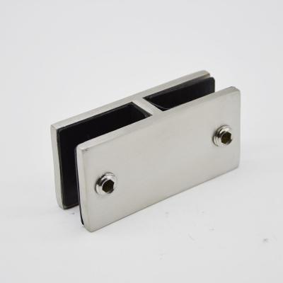 China Stainless steel Glass connector 180 degree RS2310, 80X40mm, thickness 5mm, SS304 satin, mirror, black for sale