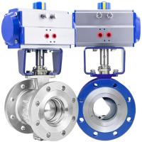 China Double Acting Pneumatic Actuator Valve V Port 2inch 16bar CF8M 2 Way SS304 Carbon Steel Flanged for sale