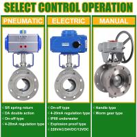China Double Acting Pneumatic Actuator Valve V Port 2inch 16bar CF8M 2 Way SS304 Carbon Steel Flanged for sale