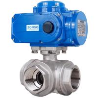 China 3 Way Motorized Actuator Valve T Type CF8M 1000 WOG NPT Female Threaded SS304 4-20ma for sale