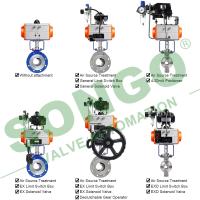 China Double Acting Pneumatic Actuator Ball Valve Wafer V Type 150LB 3inch 2 Way Motorized SS304 for sale