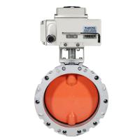 China Aluminum Alloy Motorized Butterfly Valve Double Flange 220VAC For Powder Silo Discharge for sale