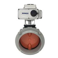 China Aluminum Alloy Motorized Butterfly Valve Double Flange 220VAC For Powder Silo Discharge for sale