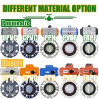 China Plastic Double Acting Pneumatic Butterfly Valve Wafer Type 10bar FRPP PPH CPVC PVDF UPVC for sale