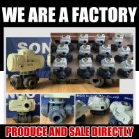 China PVC 3 Way Electric Actuator Ball Valve Motorized IP67 50Nm DN20 3/4 Inch 110V AC True Union for sale