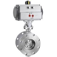 China Triple Eccentric Pneumatic Actuator Valve 5 Inch Single Action SS304 Flange Type Metal Hard Seal for sale
