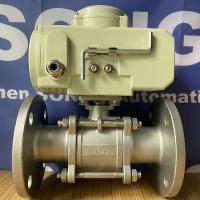 China 3 Piece Flange Motorized Actuator Valve SS316 2 Way On Off Electric Ball Valve for sale