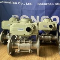 China 3 Piece Flange Motorized Actuator Valve SS316 2 Way On Off Electric Ball Valve for sale