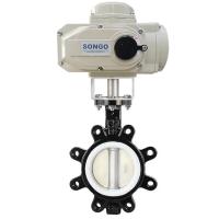 China Lug Wafer Motorized Actuator Valve Dutile Iron PTFE Seal Electric 4-20Ma 24VDC for sale