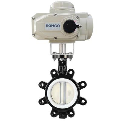 China Lug Wafer Motorized Actuator Valve Dutile Iron PTFE Seal Electric 4-20Ma 24VDC for sale