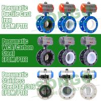 China Flange Pneumatic Soft Sealed Butterfly Valve EPDM PTFE Rubber Casting Iron With Air Actuator for sale