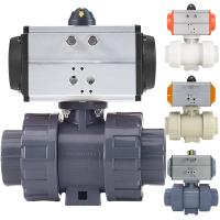 China PVC Socket Pneumatic Actuator Valve Corrosion Resistant True Double Union 2Way UPVC for sale