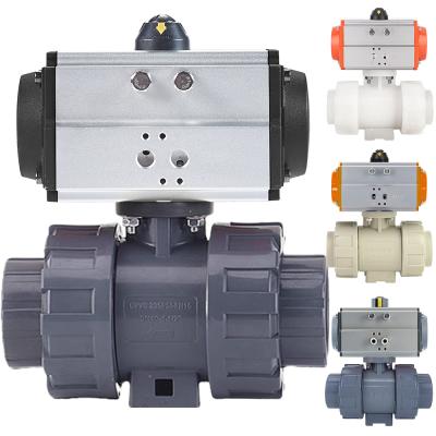 China PVC Socket Pneumatic Actuator Valve Corrosion Resistant True Double Union 2Way UPVC for sale