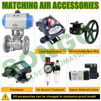 China Double Action Air Actuator PTFE Lined Flange Pneumatic Ball Valve SS304 Corrosion Resistant For Chemical Liquid for sale