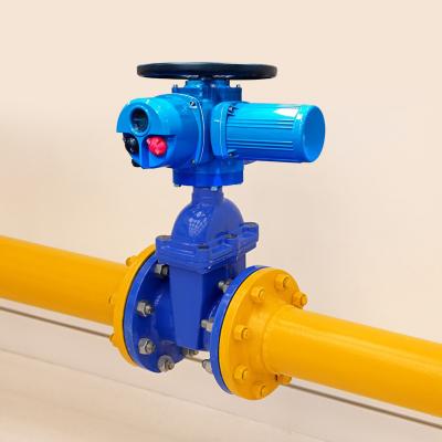 China SONGO Cast Iron Flange Motorized Gate Valve On/off 380V Electric Actuator Multi-turn Non-rising Stem Resilient EPDM Water Gate Valve for sale