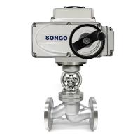 China SONGO SS304 Flange Motorized Globe Valve On/off Type Multi-Turn Electric Actuator Electric Globe Valve for sale