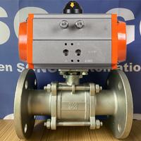 China Double Acting Pneumatic Actuator Valve Stainless Steel 304 2Way with 3 Piece Flange for sale